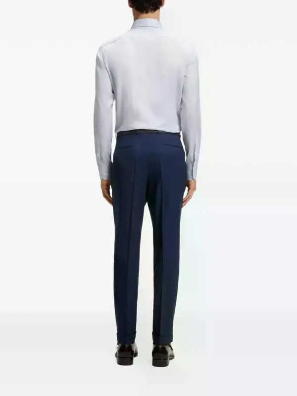 BOSS Slim-fit Shirt In Striped Italian-made Cotton