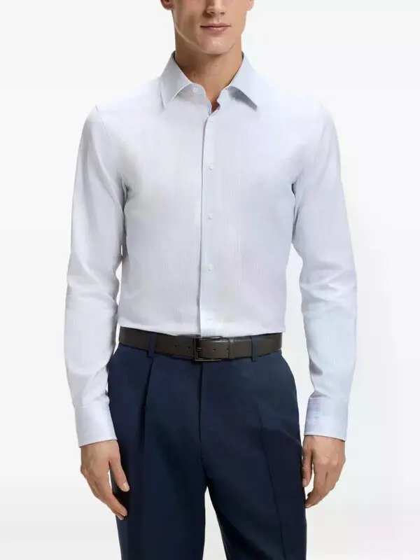 BOSS Slim-fit Shirt In Striped Italian-made Cotton