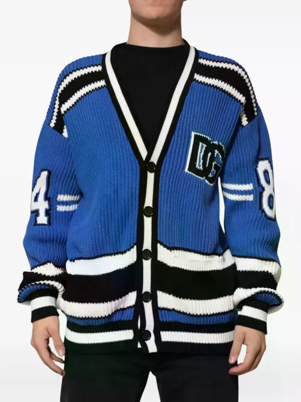 Dolce & Gabbana Logo-patch Ribbed-knit Cardigan