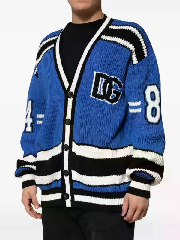 Dolce & Gabbana Logo-patch Ribbed-knit Cardigan