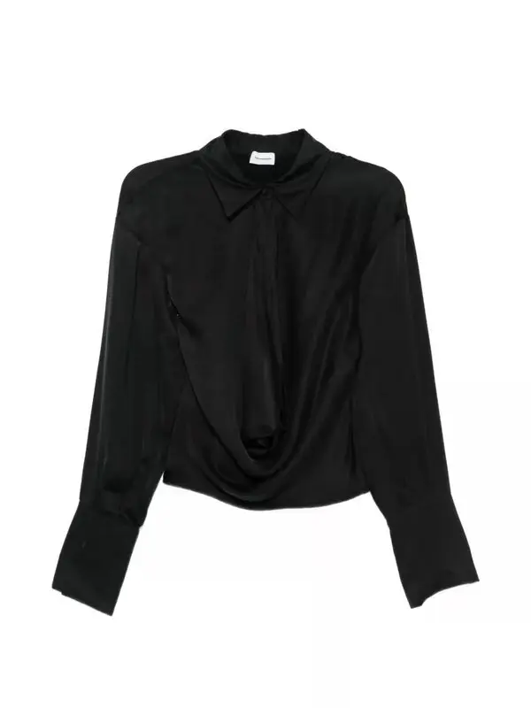 Andamane Draped Long-sleeve Blouse