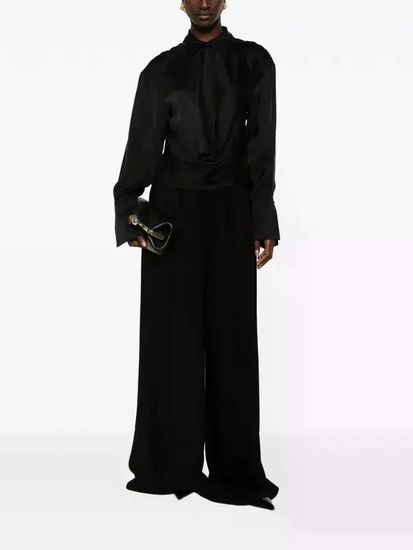 Andamane Draped Long-sleeve Blouse