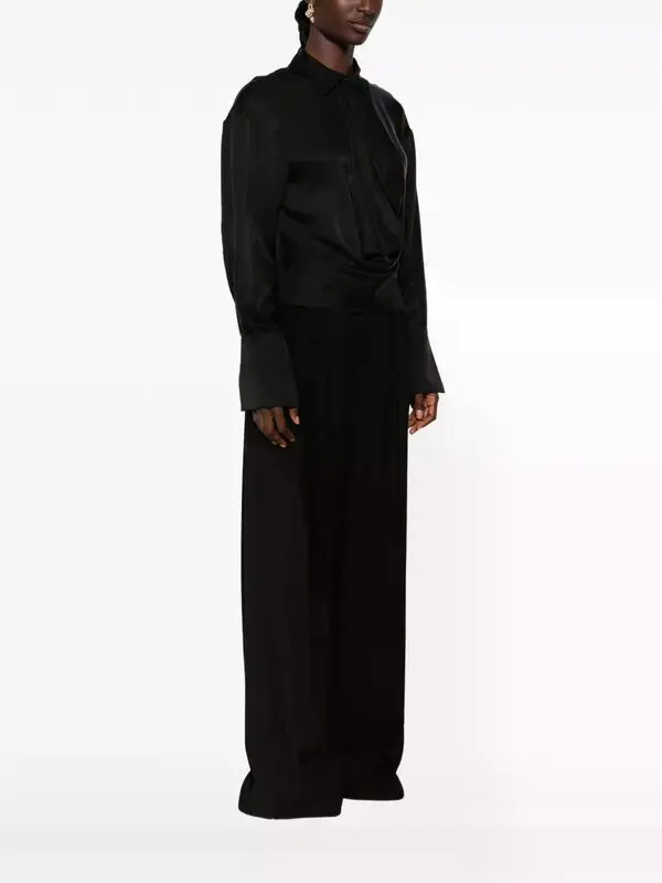Andamane Draped Long-sleeve Blouse