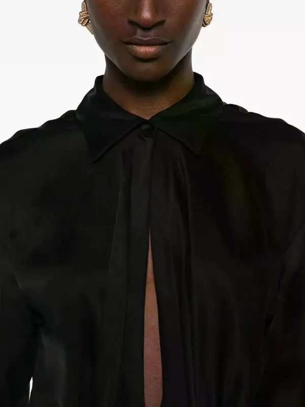Andamane Draped Long-sleeve Blouse
