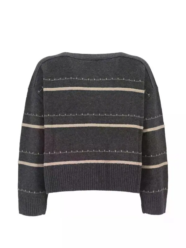 PENNYBLACK Striped Boat-neck Sweater - Grey