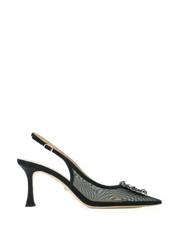 Badgley Mischka Yuta Crystal-embellished Mesh Pumps