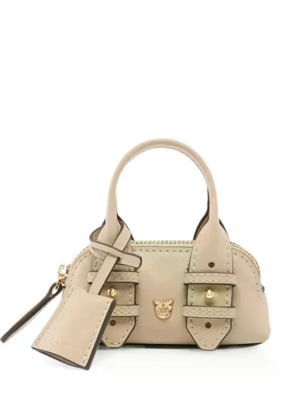 Pinko Logo-plaque Leather Mini Bag - Neutrals