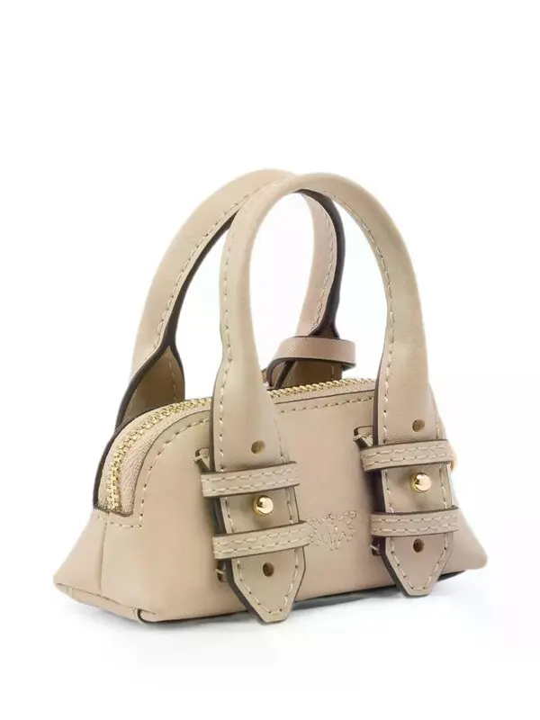 Pinko Logo-plaque Leather Mini Bag - Neutrals