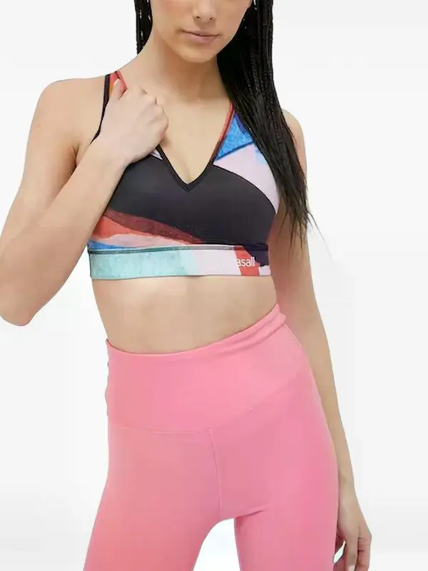 CASALL Abstract-print Crossover-strap Sports Bra