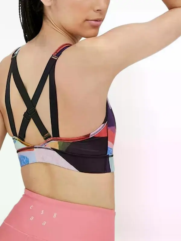 CASALL Abstract-print Crossover-strap Sports Bra