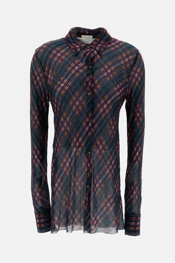 Dries Van Noten Calima Plaid Shirt With Metallic Yarns - Multicolor