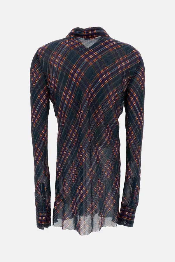 Dries Van Noten Calima Plaid Shirt With Metallic Yarns