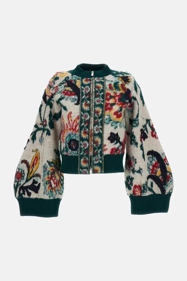 Sacai Floral Jacquard Knit Blouson - Multicolor