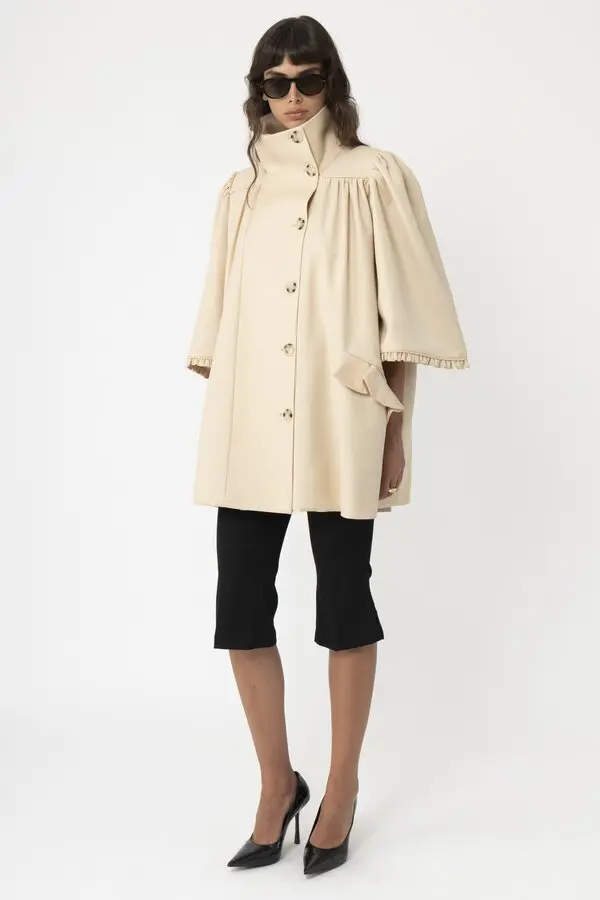 Arakii Pleated Frill Trench Coat - Sand