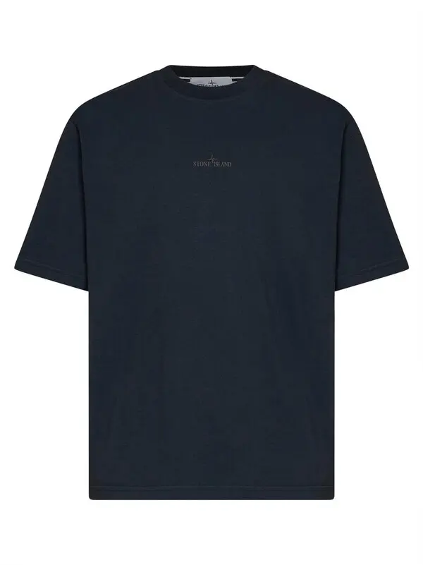 Stone Island Blue Organic Cotton Jersey Printed T-shirt - Multicolor