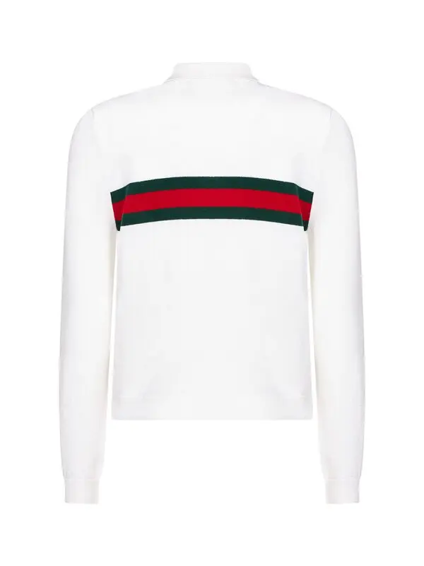 Gucci White Web Striped Polo