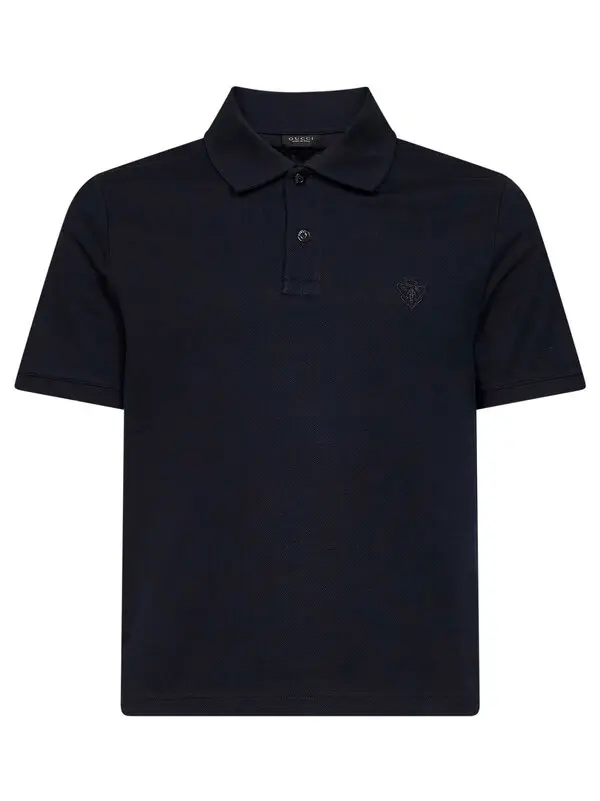 Gucci Blue Cotton Pique Embroidered Polo Shirt - Multicolor