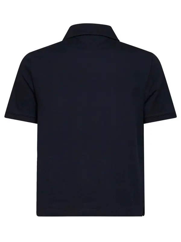 Gucci Blue Cotton Pique Embroidered Polo Shirt
