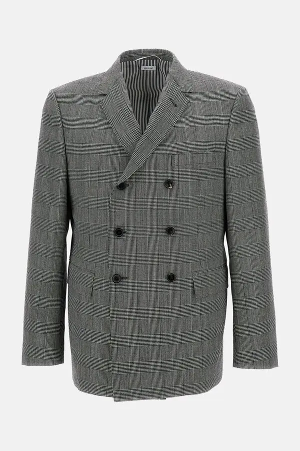 Thom Browne Double Breasted S/c In Pow High Twist Wool Suiting - Multicolor