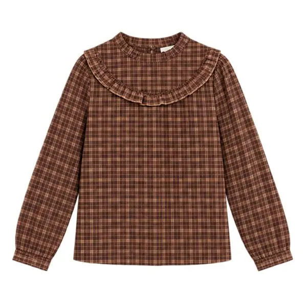LATELIER LONDON Plaid Ruffle Collar Blouse