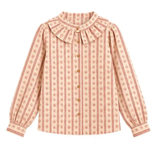 LATELIER LONDON Cream & Rust Floral Stripe Blouse - White