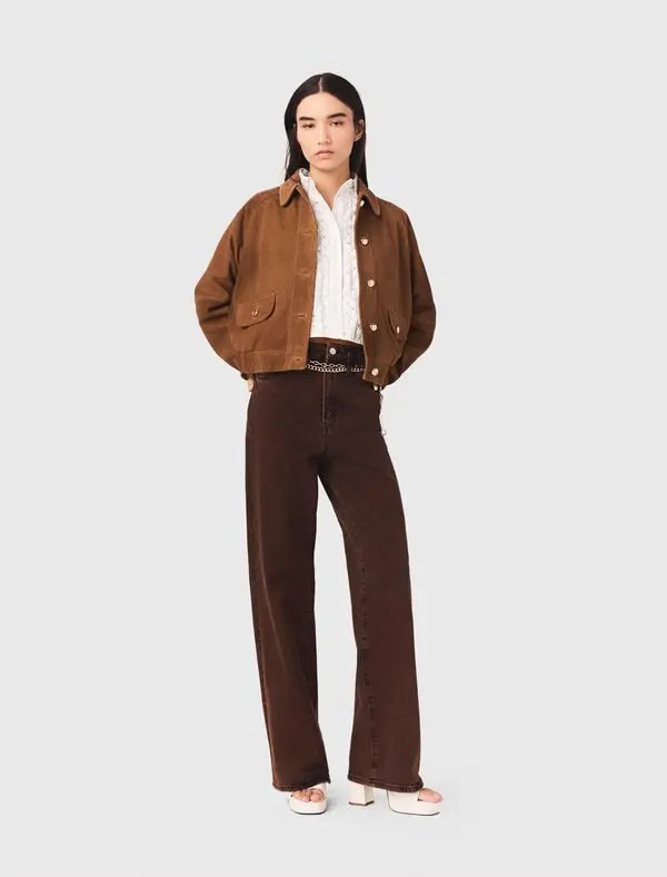 Maje Bootcut Jeans With Chain - Brown