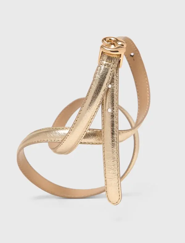 Maje Slim Metallic Leather Belt