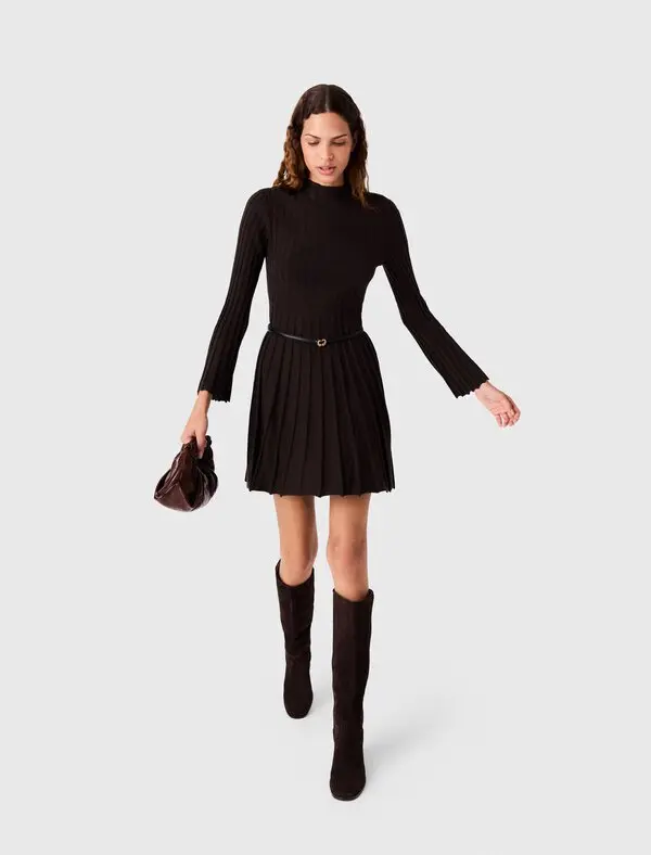 Maje High-neck Short Skater Dress
