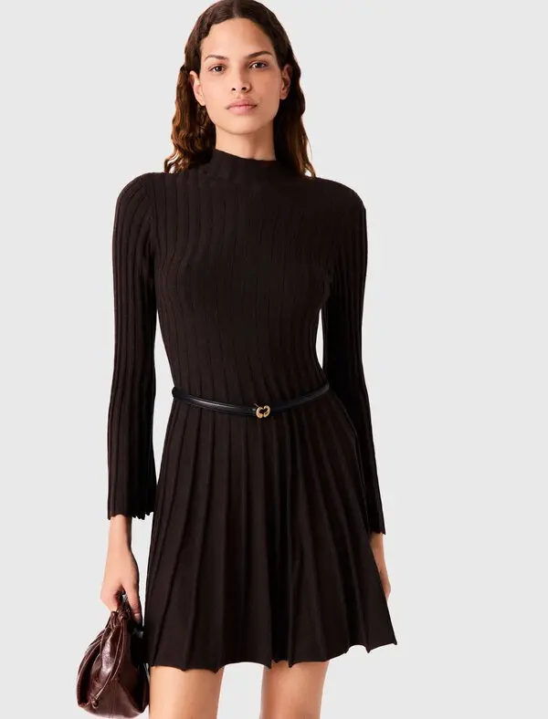 Maje High-neck Short Skater Dress