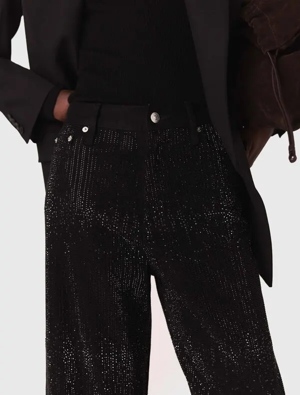 Maje Wide-leg Rhinestone Jeans