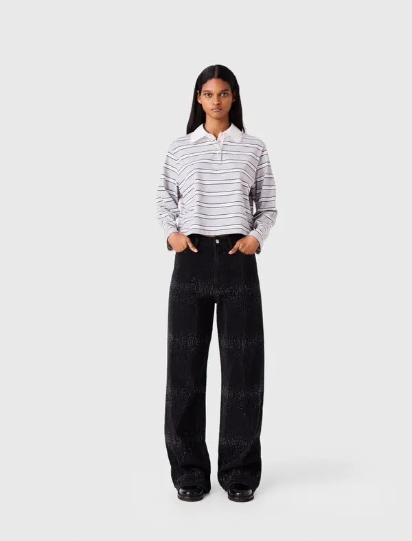 Maje Wide-leg Rhinestone Jeans