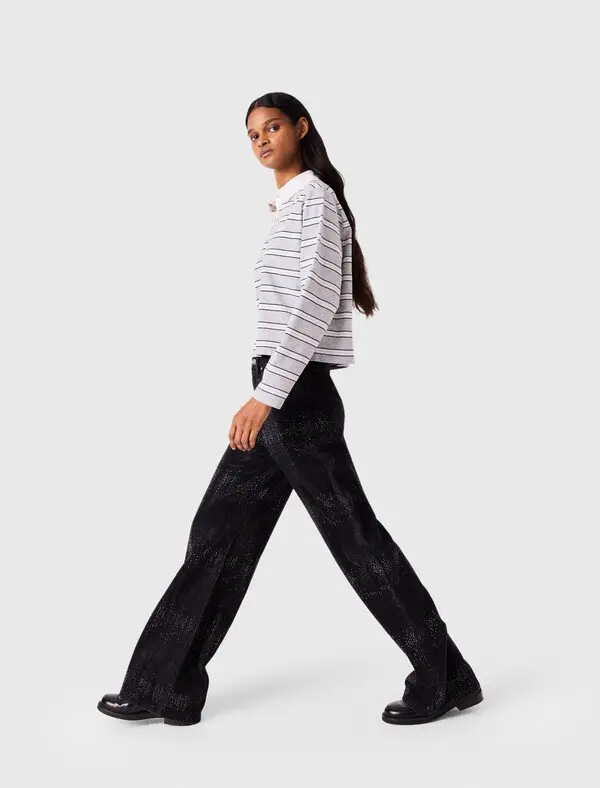 Maje Wide-leg Rhinestone Jeans