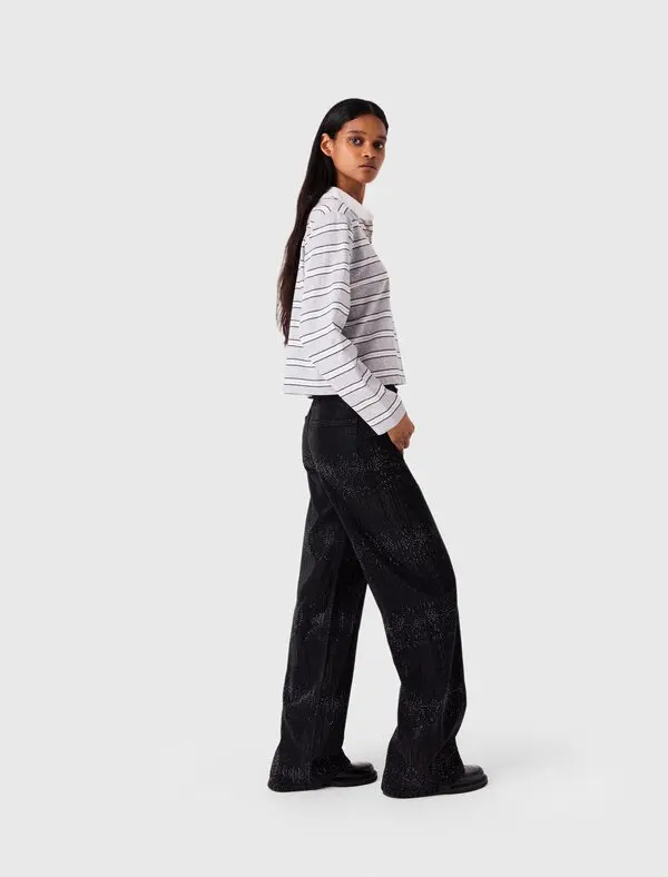 Maje Wide-leg Rhinestone Jeans