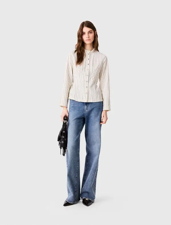 Maje Rhinestone High-neck Shirt - Ecru