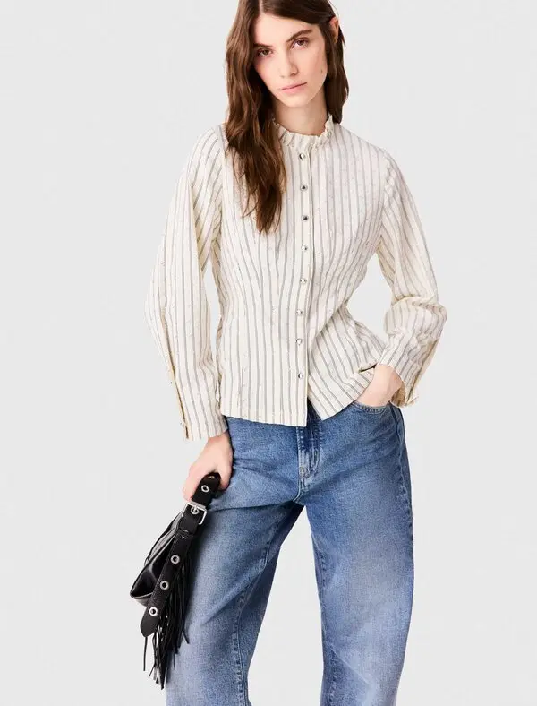 Maje Rhinestone High-neck Shirt