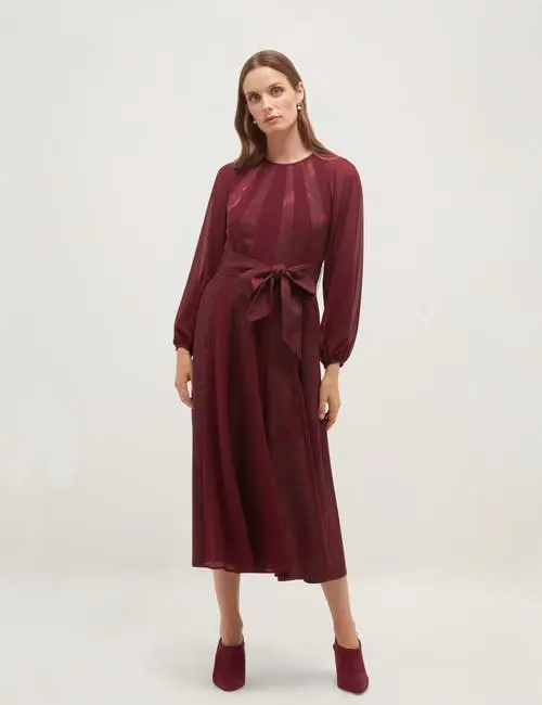 HOBBS LONDON Loren Jacquard Long Sleeve Midi Dress