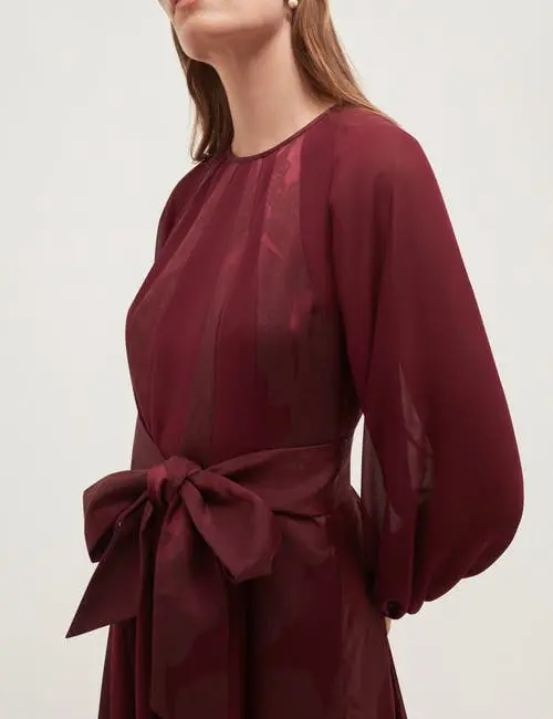 HOBBS LONDON Loren Jacquard Long Sleeve Midi Dress