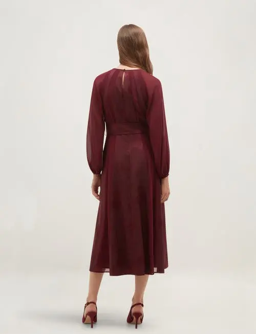 HOBBS LONDON Loren Jacquard Long Sleeve Midi Dress