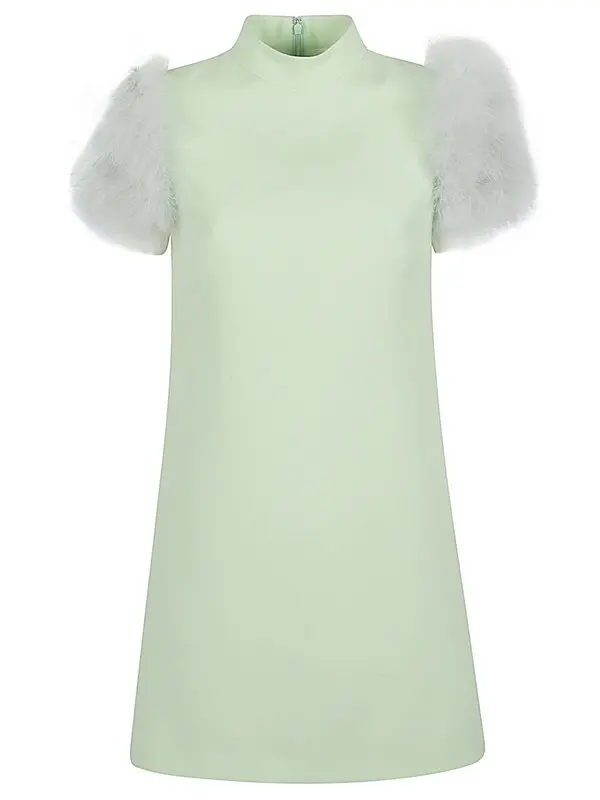 Valentino Garavani Feathered Wool And Silk Dress - Multicolor
