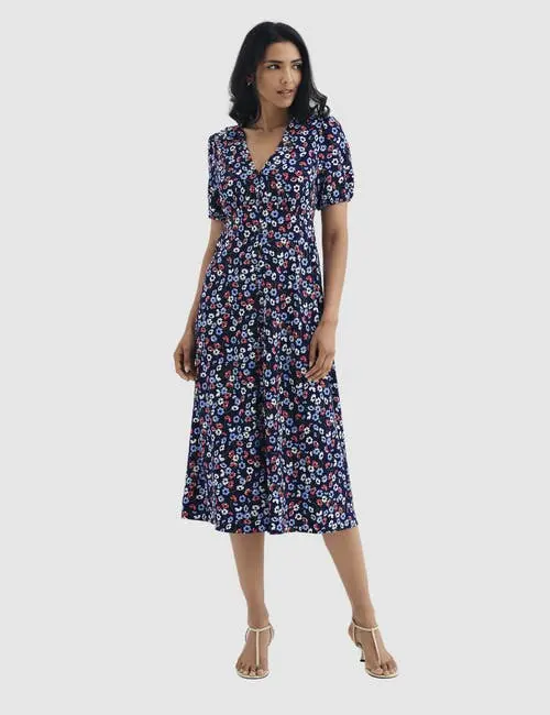 FINERY LONDON Robyn Button Through Midi Dress
