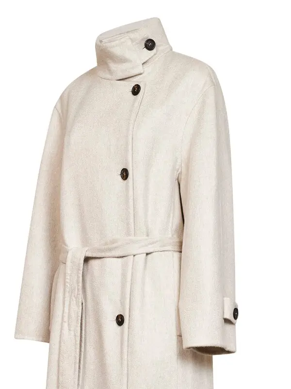 Brunello Cucinelli Ivory Double-breasted Cashmere Coat