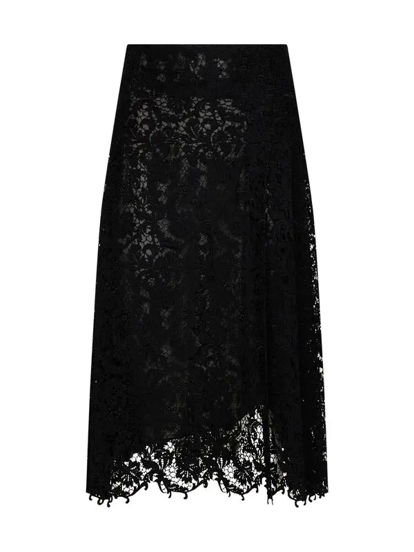 Fendi Black Lace Midi Skirt