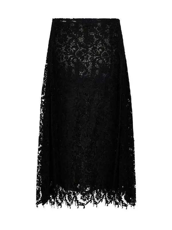 Fendi Black Lace Midi Skirt