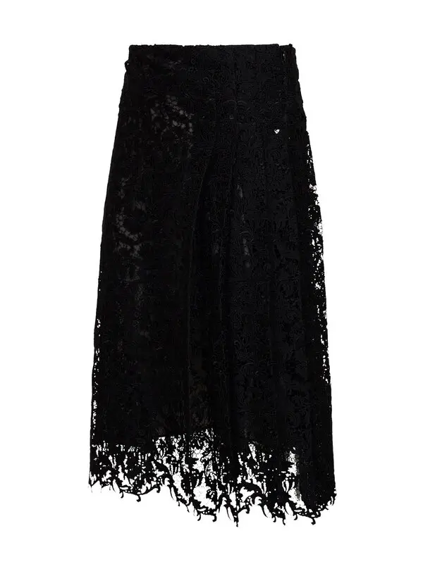 Fendi Black Lace Midi Skirt
