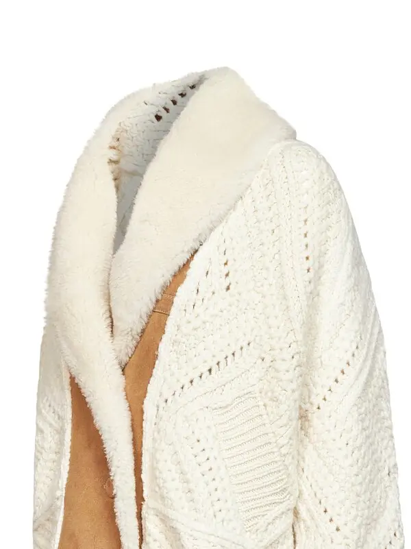 ERMANO SCERVINO Ermanno Scervino Ivory Knit Wool Jacket With Suede Inserts