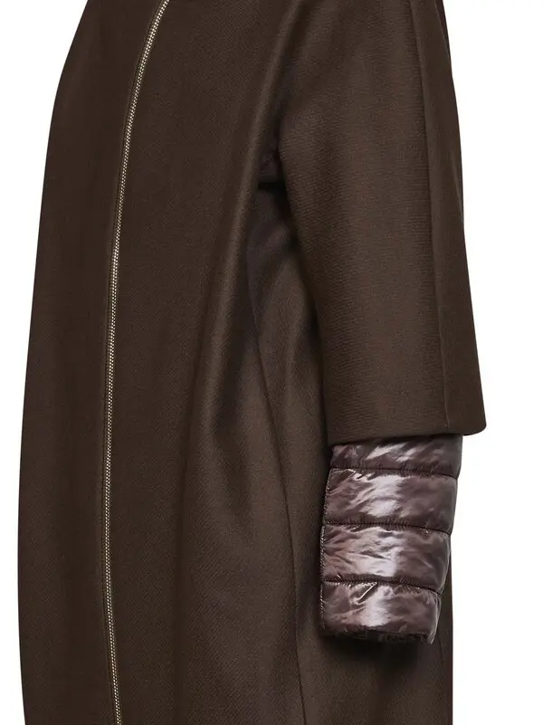 Herno Dark Chocolate Ecowool And Ultralight Nylon Coat
