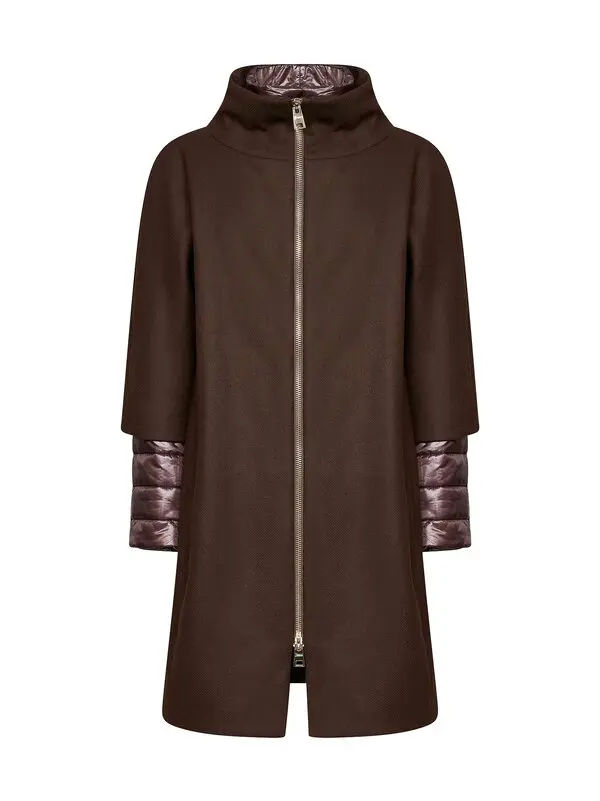 Herno Dark Chocolate Ecowool And Ultralight Nylon Coat - Multicolor