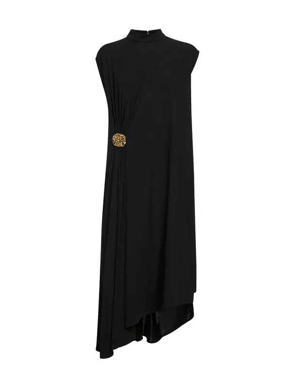 Bottega Veneta Black Crepe Viscose Jersey Asymmetric Dress - Multicolor