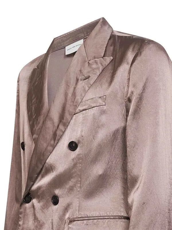 Dries Van Noten Old Rose Viscose And Cotton Double-breasted Blazer
