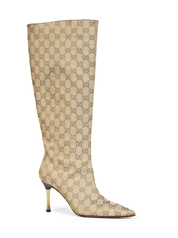 Gucci Beige Gg Canvas Bombshell Boots